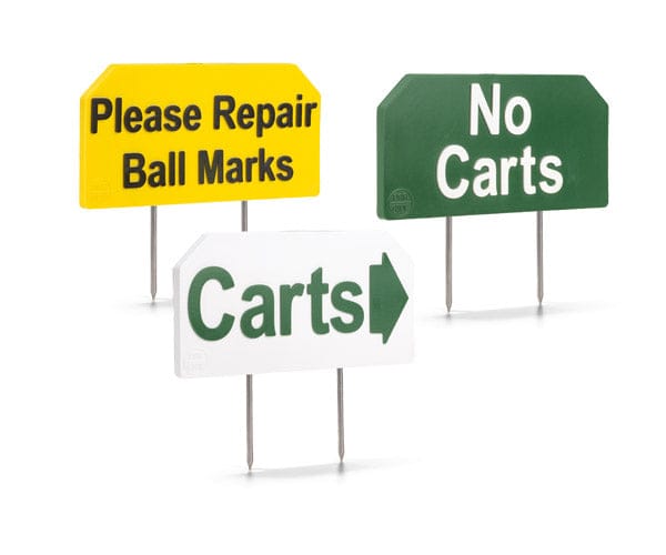 Dura Flex Schild "Please Rake Bunkers" - weiß mit grünen Buchstaben